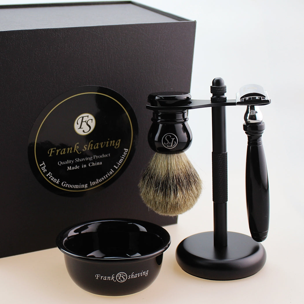 ELEGANT BLACK STARTER PURE BADGER SHAVING GIFT SET – Frank Shaving