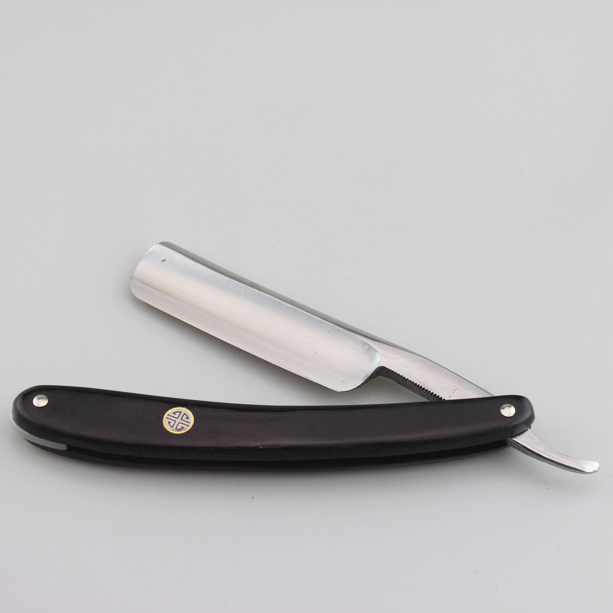 Gold Dollar SW66 Round Point Straight Razor 6/8", Ebony Wood Handle ...